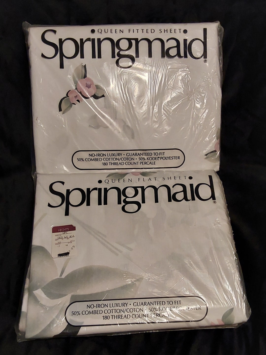 Vintage Springmaid Lillique Rose Queen Size Flat Sheet and Fitted Sheet ...