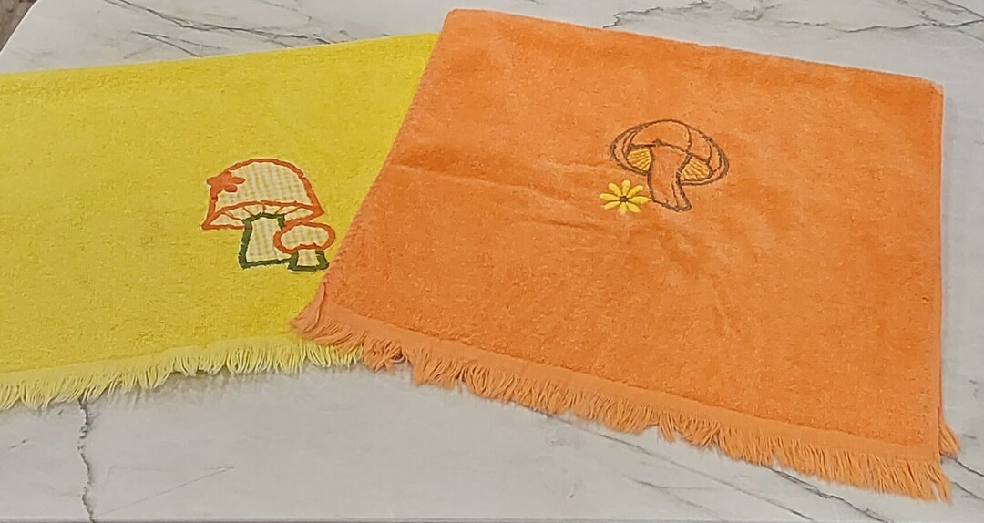Vintage Sayco Mushroom Fringed Dish Towels Set of 2 Made in USA - Etsy