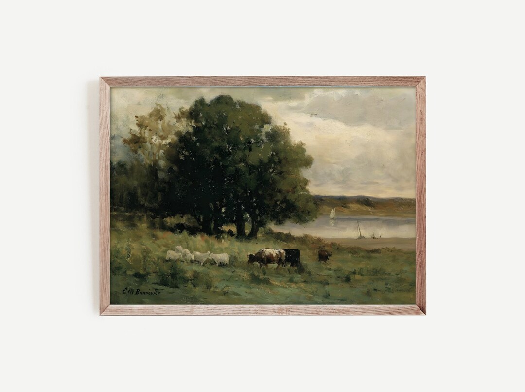 Rustic Farmhouse Digital Painting Vintage Pastoral Landscape Instant ...