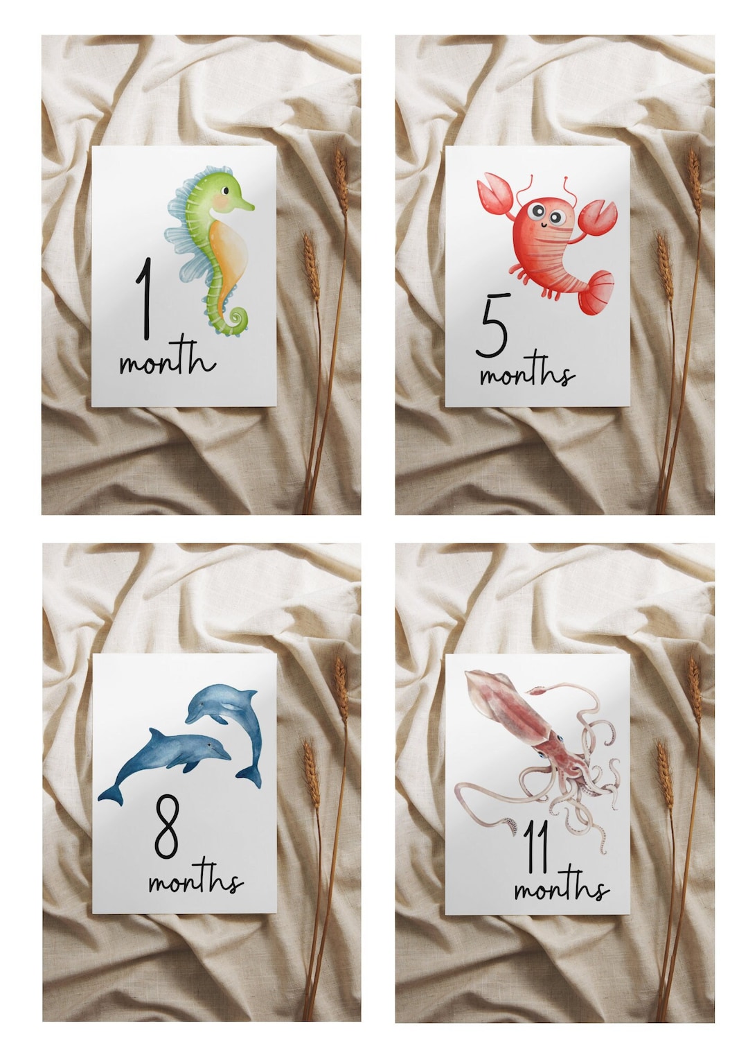 Baby Monthly Milestone Cards Printable - Under the Sea - Etsy
