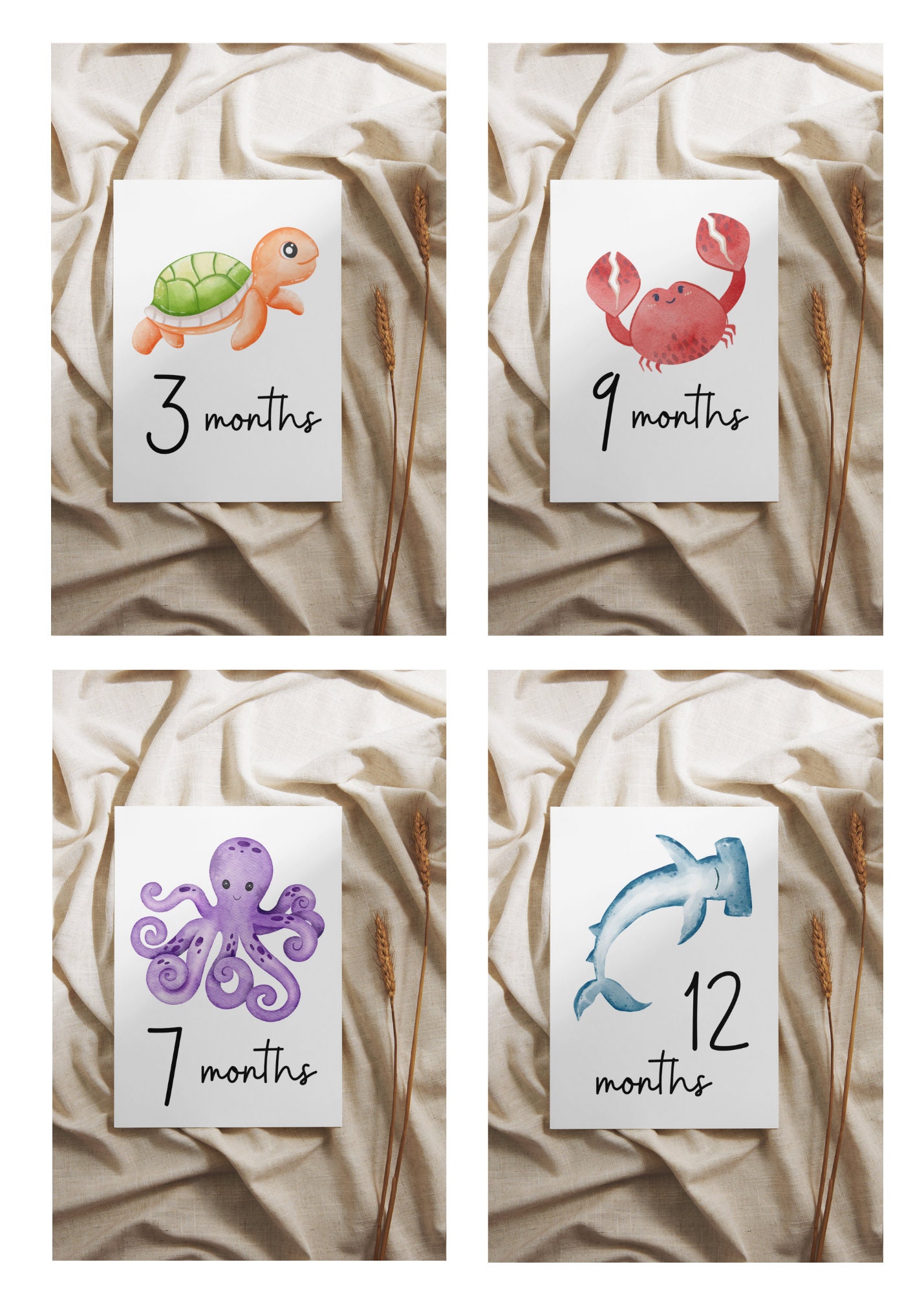 Baby Monthly Milestone Cards Printable - Under the Sea - Etsy