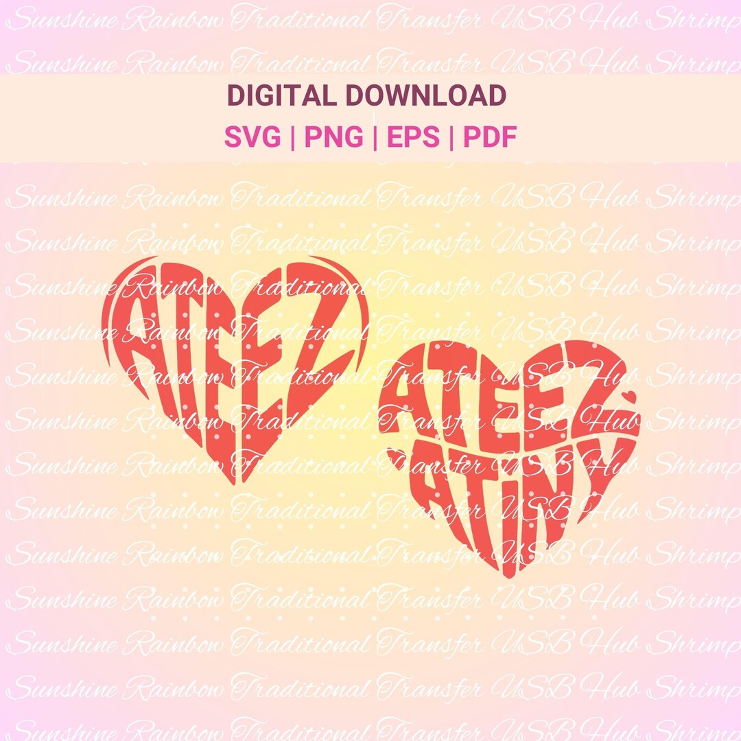 Ateez Heart SVG PNG Bundle, ATZ Concert Merch, Atiny T-shirt Sticker ...