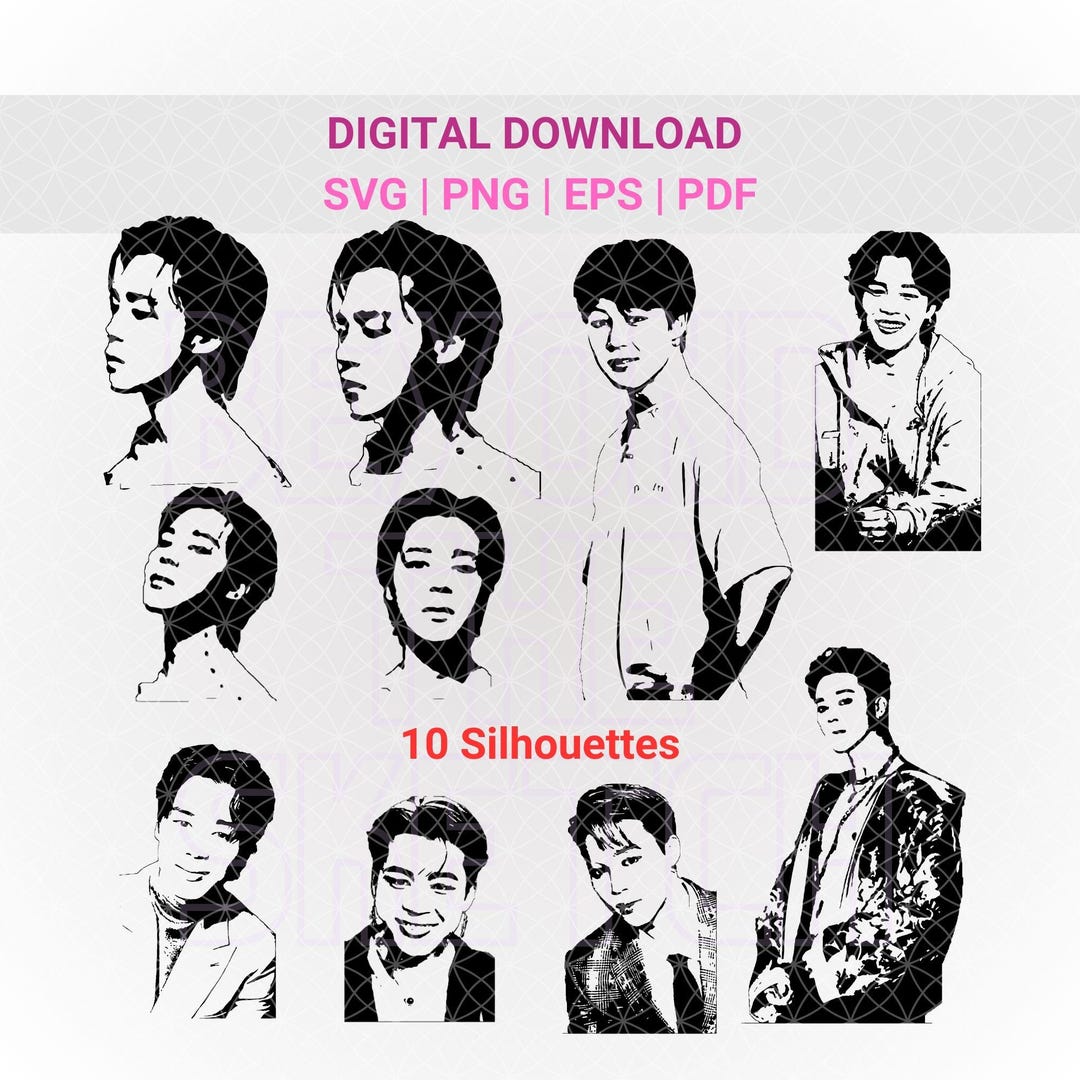 Jimin Silhouette SVG Png, Vector Files for Cricut, Kpop Decal Sticker ...