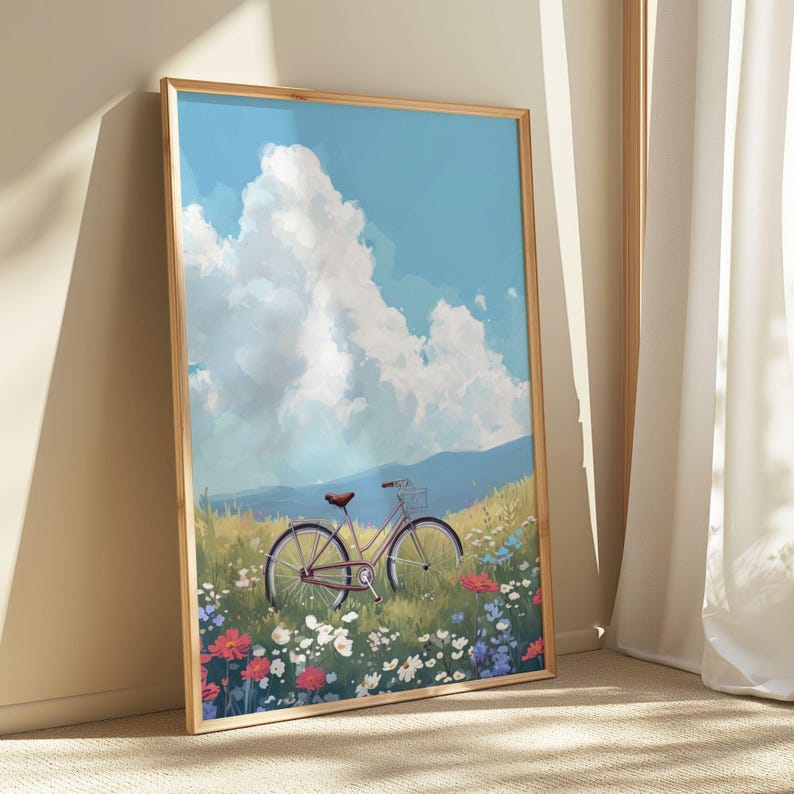 Namjoon Inspired Bicycle & Wildflower Art Print | Kpop Fan Art Decor ...