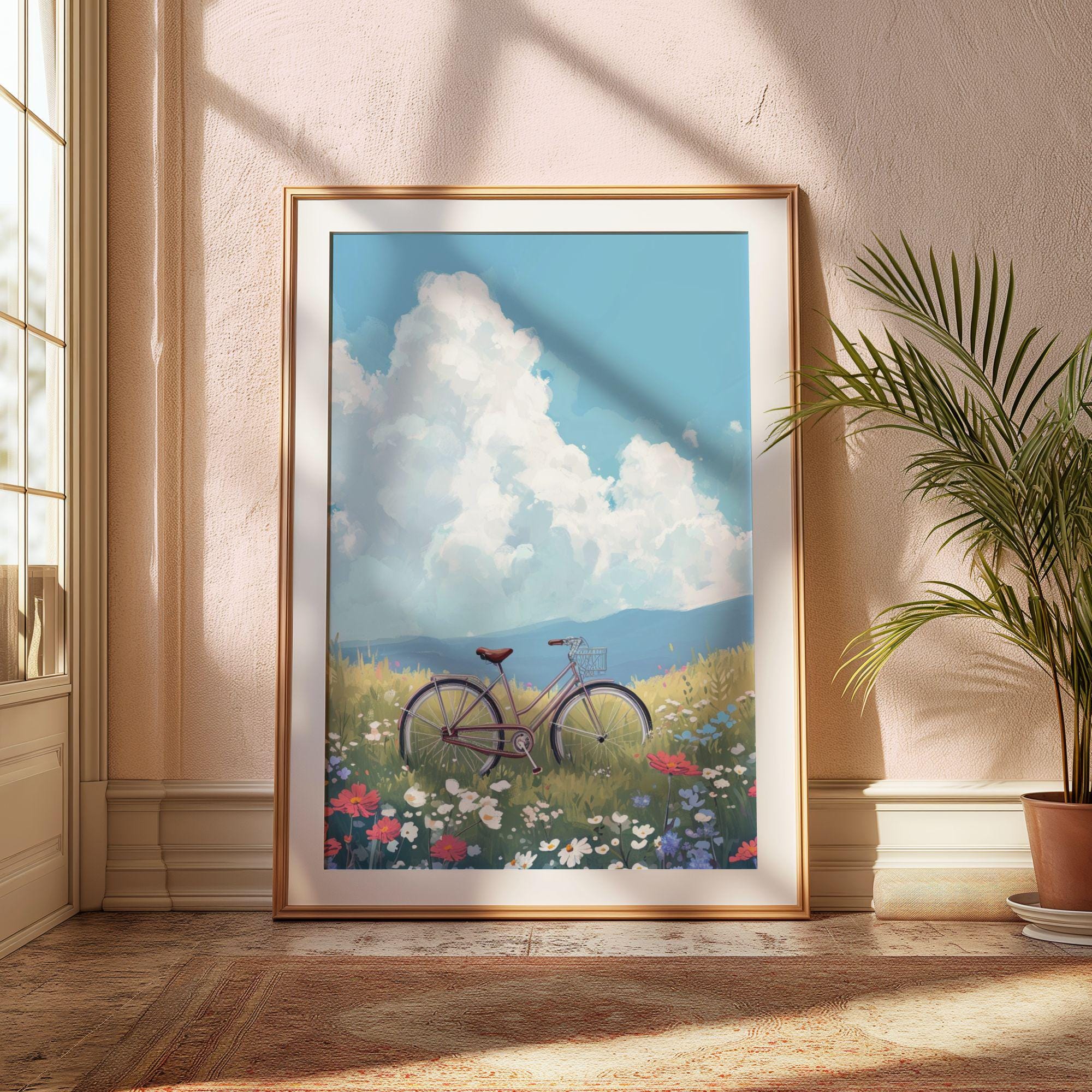 Namjoon Inspired Bicycle & Wildflower Art Print | Kpop Fan Art Decor ...