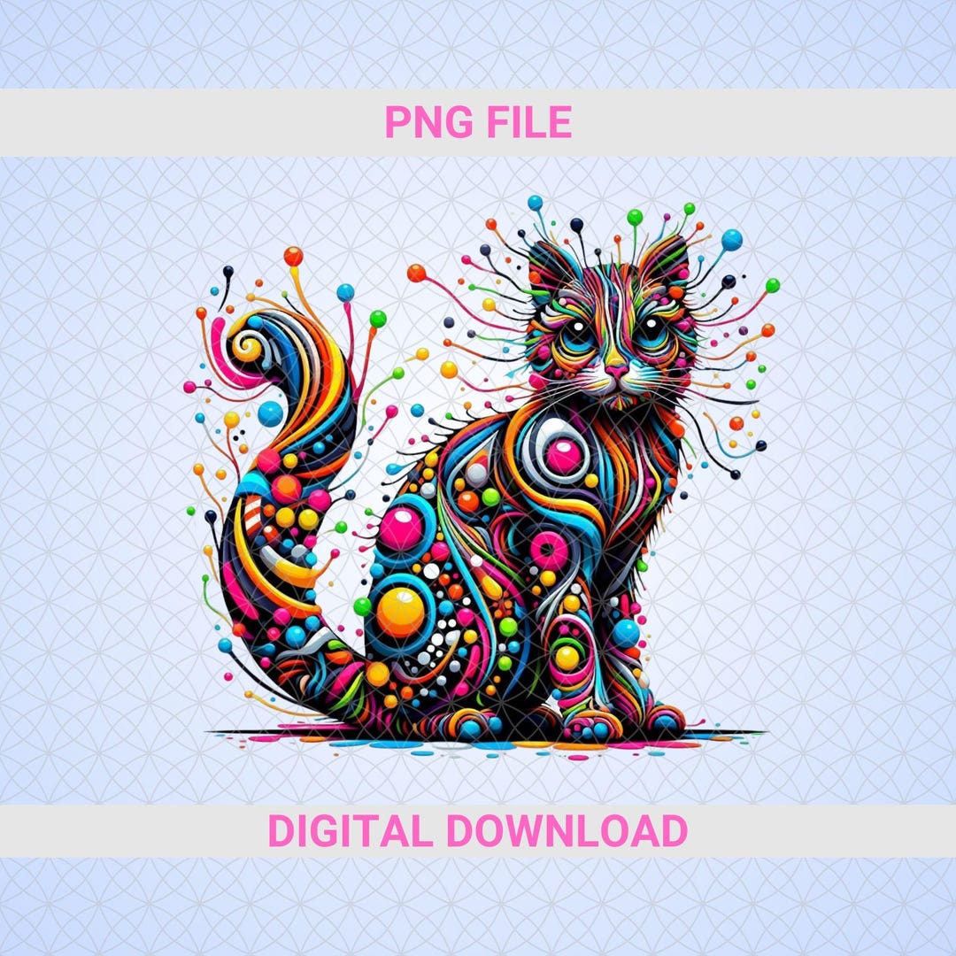 Cute Cat Clip Art, Cute Cat PNG, Digital Cat Design, Cat Illustration ...