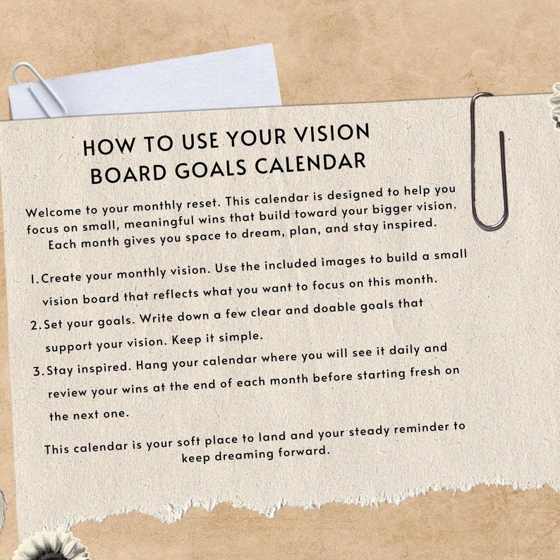 Vision Board Goals Calendar 2026 Monthly Planner, Manifestation Vision ...