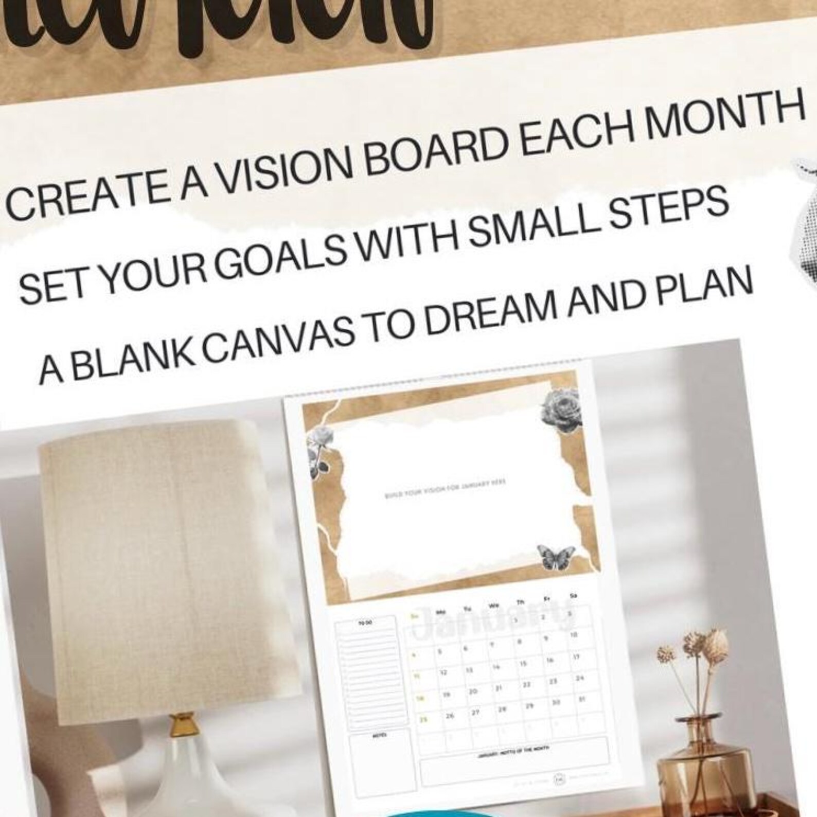 Vision Board Goals Calendar 2026 Monthly Planner, Manifestation Vision ...