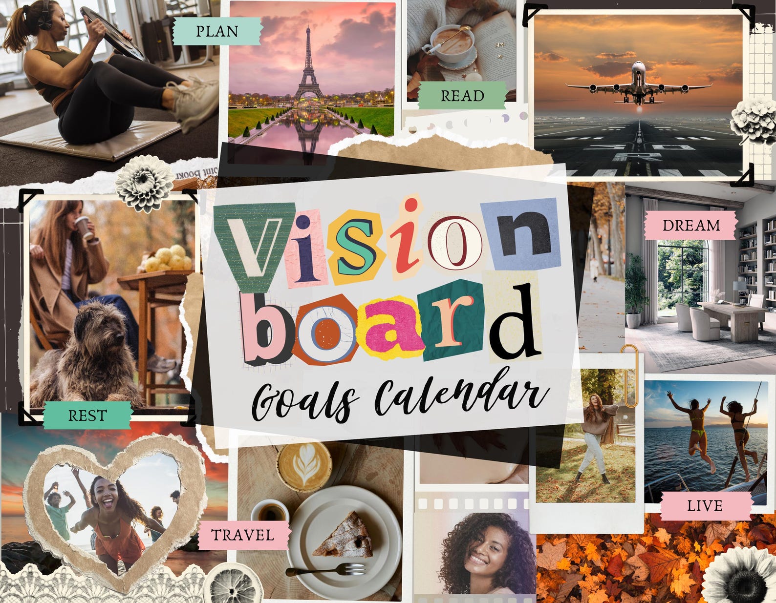 Vision Board Goals Calendar 2026 Monthly Planner, Manifestation Vision ...