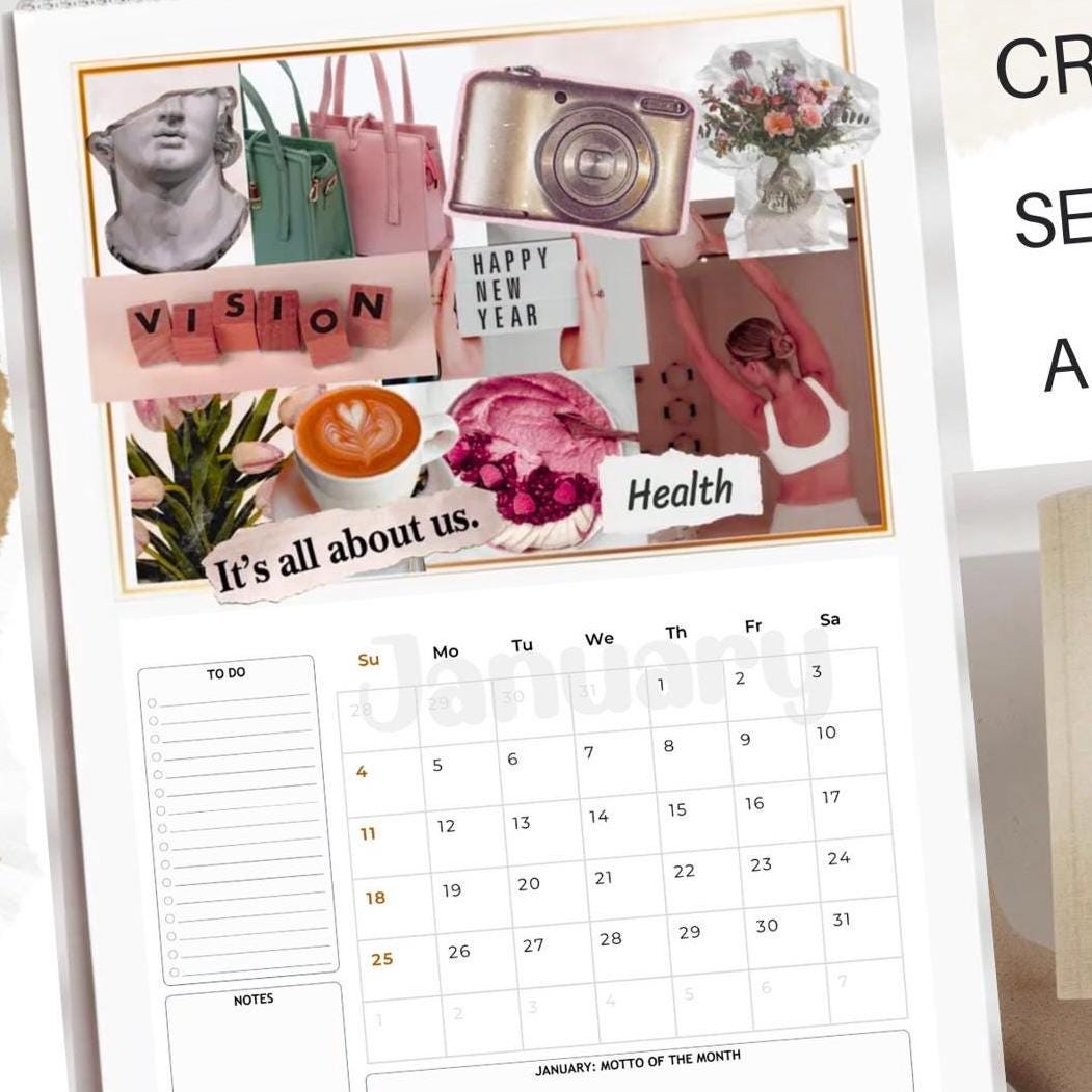 Vision Board Goals Calendar 2026 Monthly Planner, Manifestation Vision ...