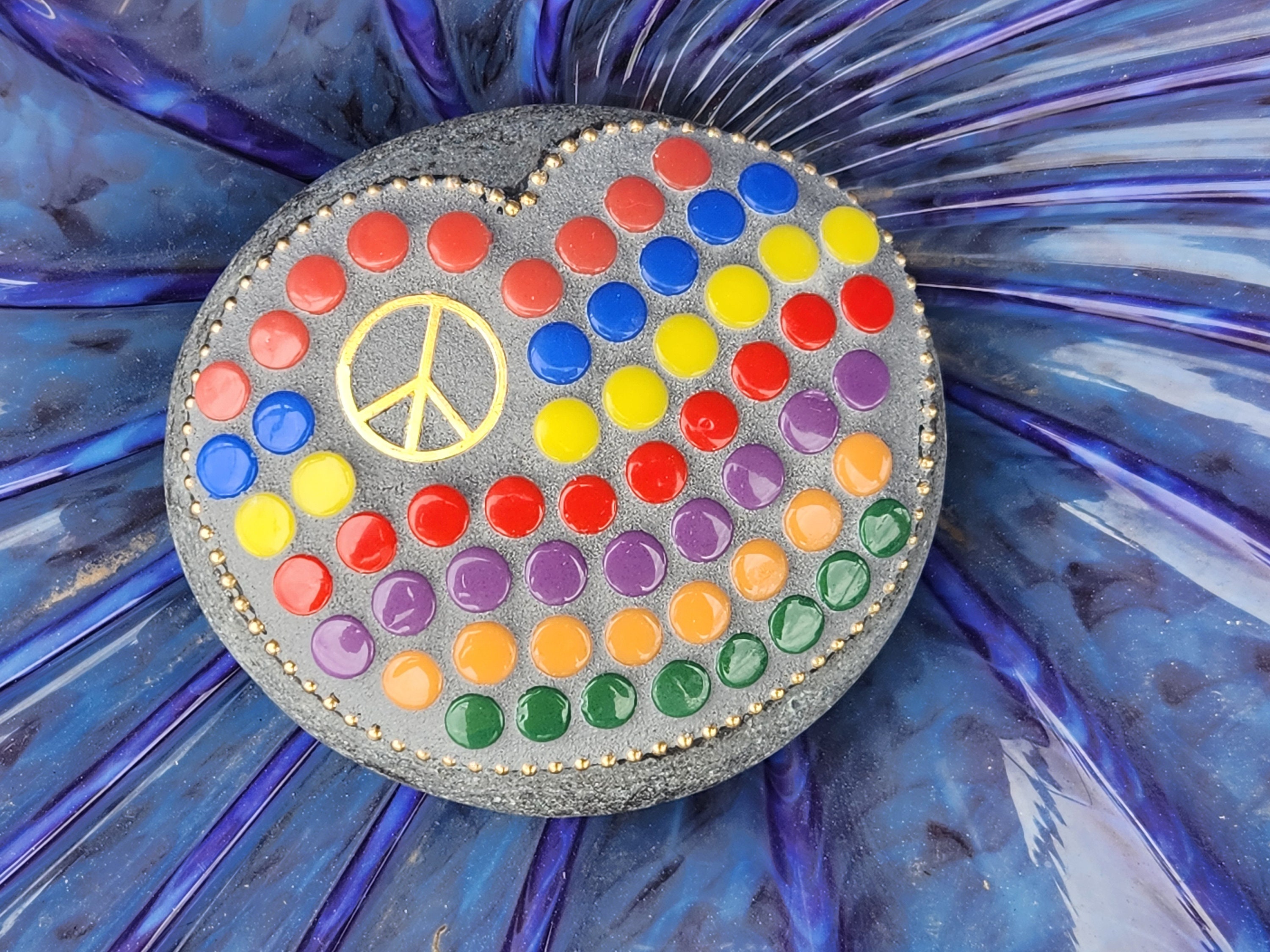 Peace Sign Heart Friendship Mosaic Stone - Etsy