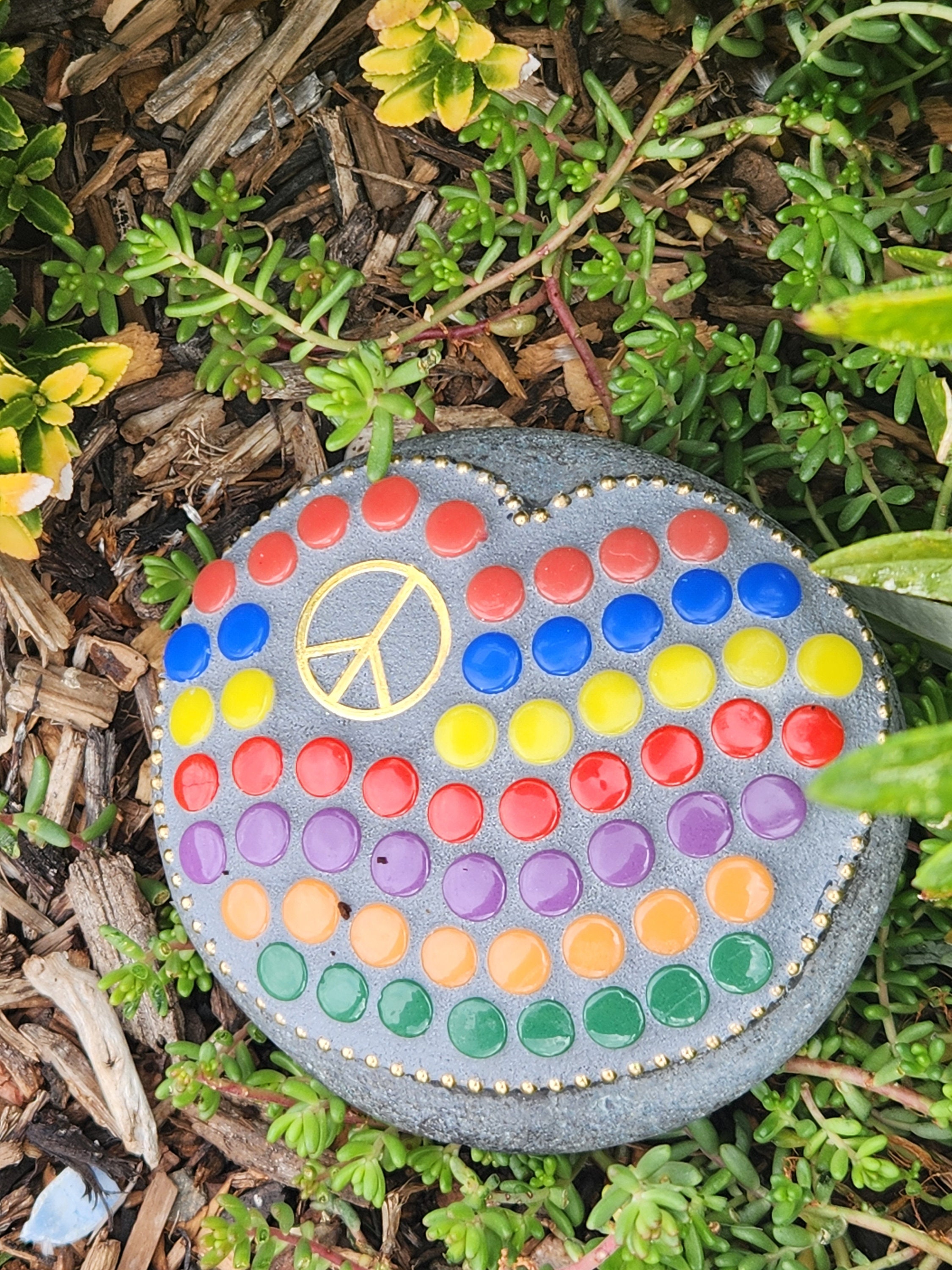 Peace Sign Heart Friendship Mosaic Stone - Etsy