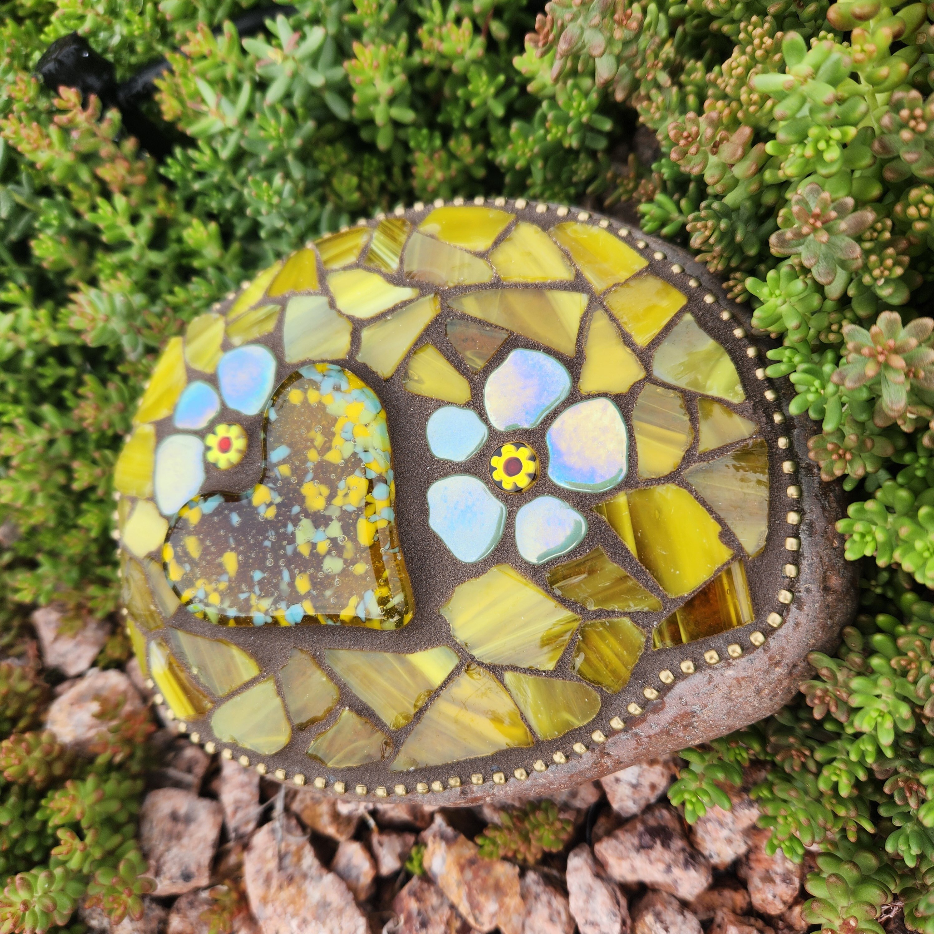 Floral Heart Friendship Mosaic Stone - Etsy