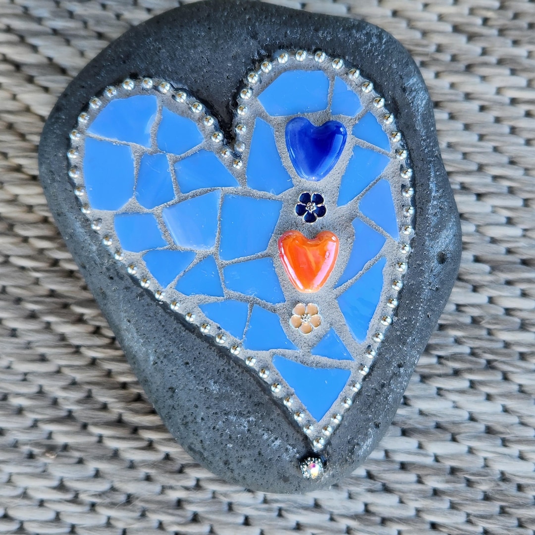 Periwinkle Hearts Friendship Mosaic Stone - Etsy