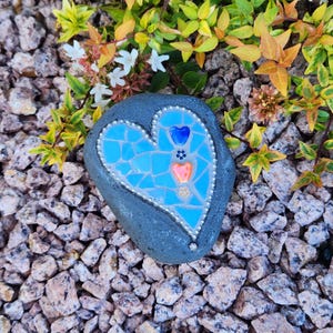 Periwinkle Hearts Friendship Mosaic Stone - Etsy