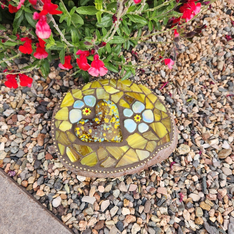 Floral Heart Friendship Mosaic Stone - Etsy