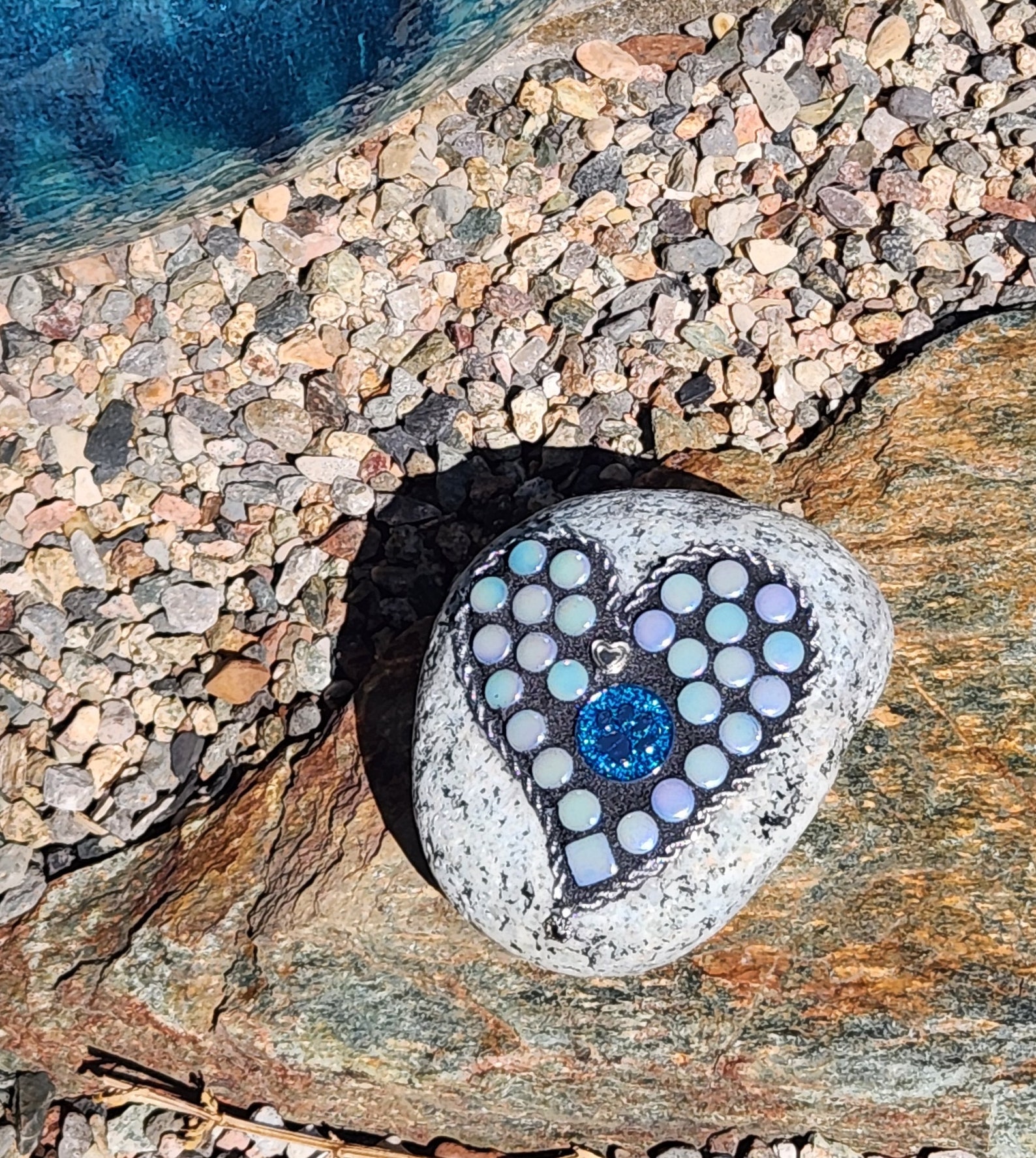 Blue Heart Paw Print Friendship Stone - Etsy