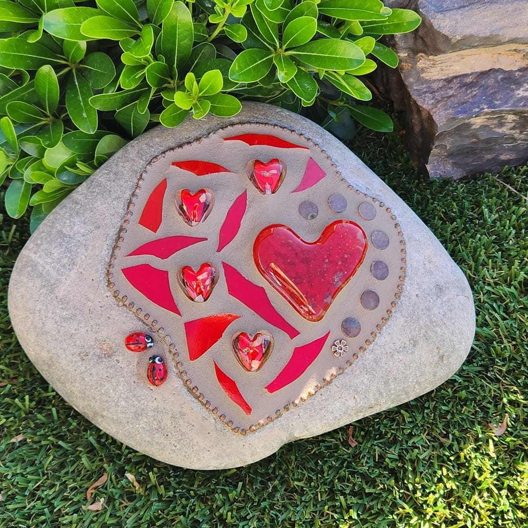 Lady Bug Love Heart Friendship Mosaic Stone - Etsy