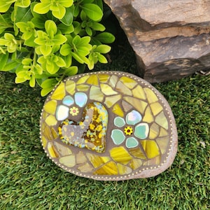 Floral Heart Friendship Mosaic Stone - Etsy