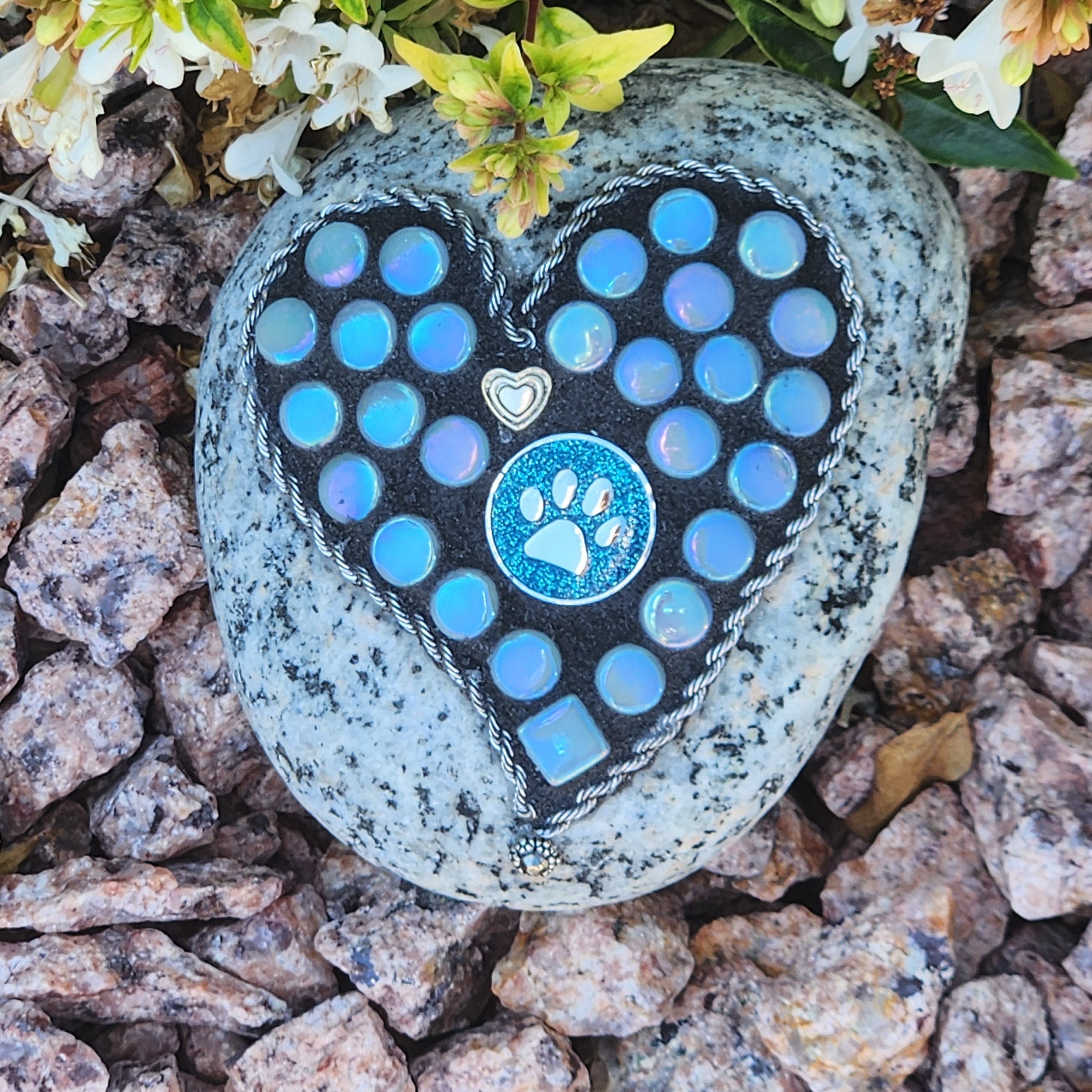 Blue Heart Paw Print Friendship Stone - Etsy