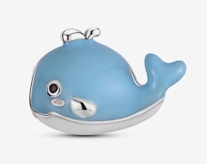 Original Ocean Blue Whale Charm, Cute Cartoon Whale in Sea Charm ...