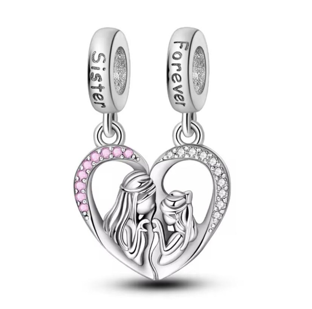 Loving Sister Forever Heart Double Dangle Split Charm, High Quality ...