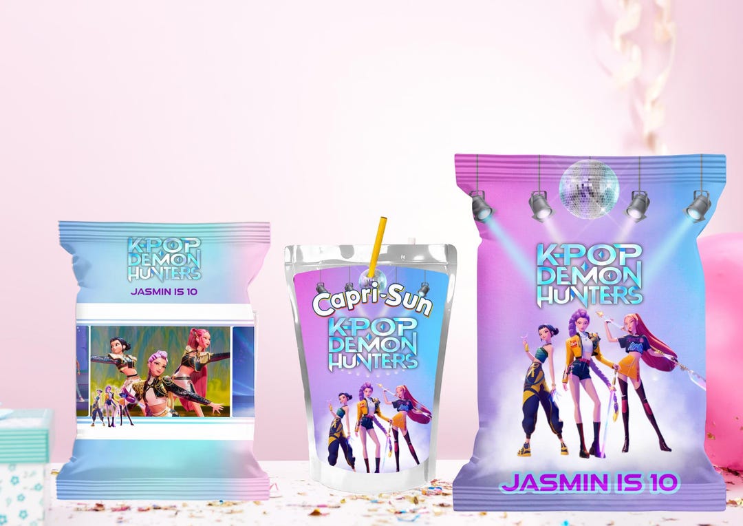 K-pop Demon Hunter Party Bundle | Personalised Crisp Bags, Haribo ...