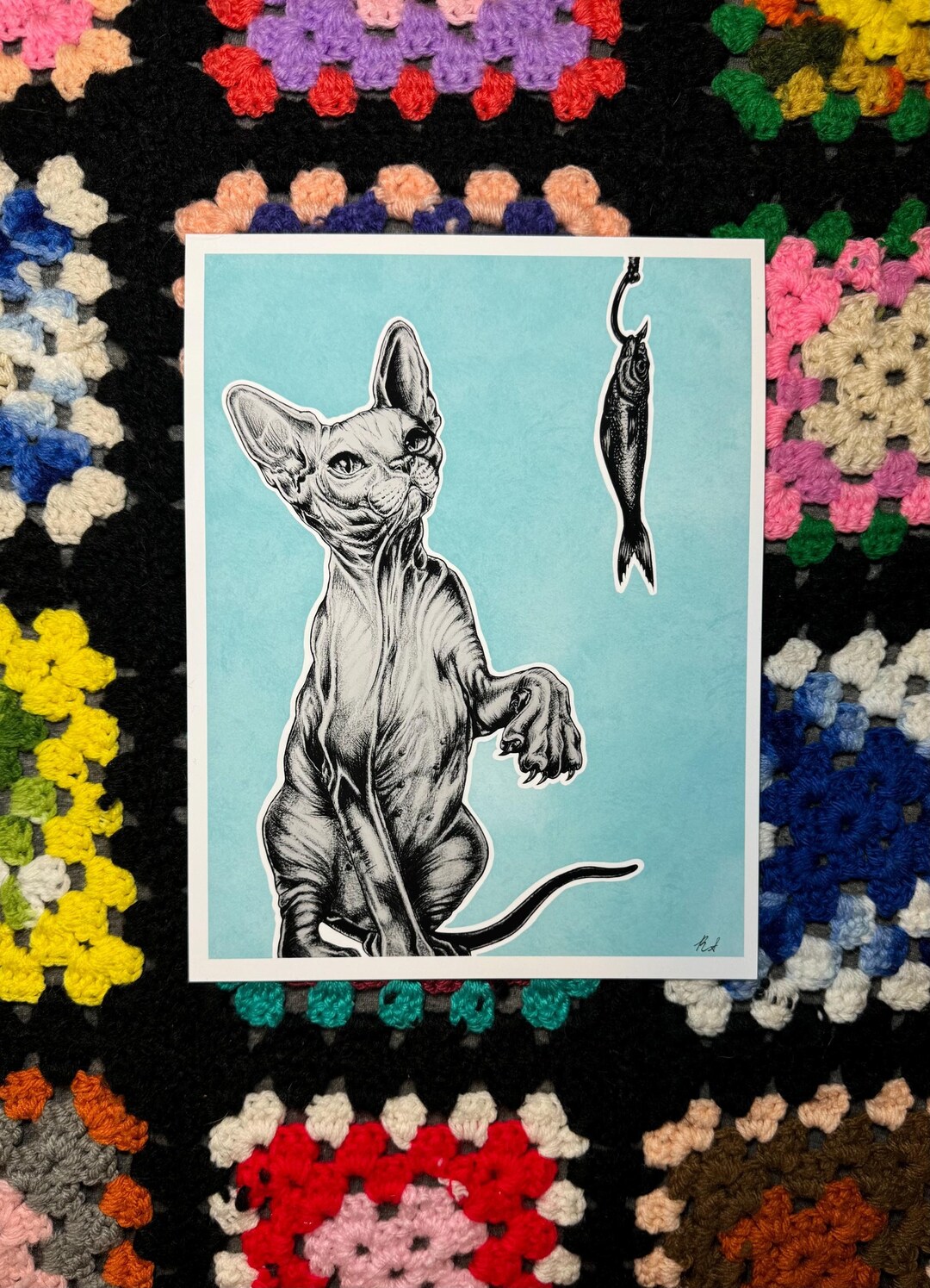 Hairless Cat Art Print | Wall Decor, Art Print, Alternative, Gothic ...