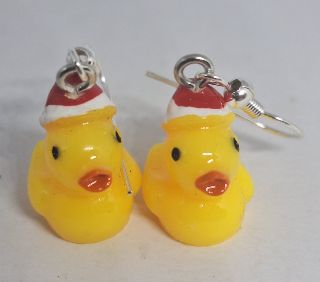 Resin Rubber Duckies in Santa Hats Dangle Earrings - Etsy