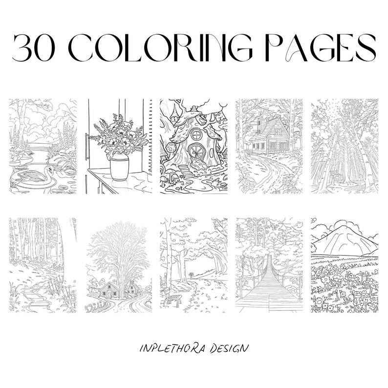 Coloring Pages Nature Theme, Easy to Print at Home, 30 Colouring Pages ...