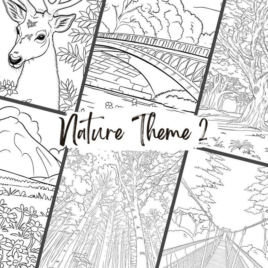 Coloring Pages Nature Theme, Easy to Print at Home, 30 Colouring Pages ...