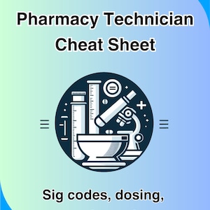 Pharmacy Technician Cheat Sheet Set (sig Codes, Dosage, Etc.) - Etsy