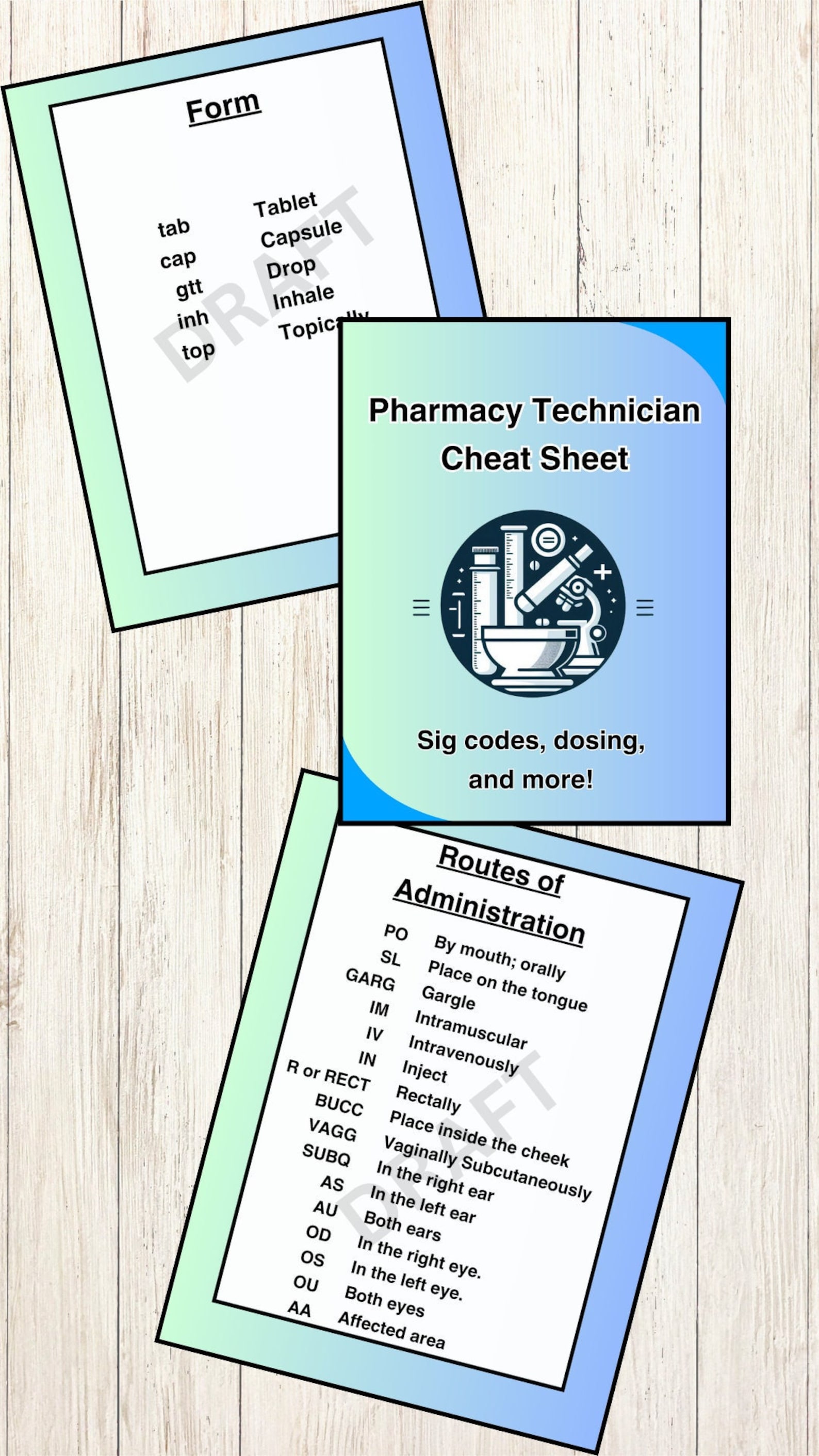 Pharmacy Technician Cheat Sheet Set (sig Codes, Dosage, Etc.) - Etsy