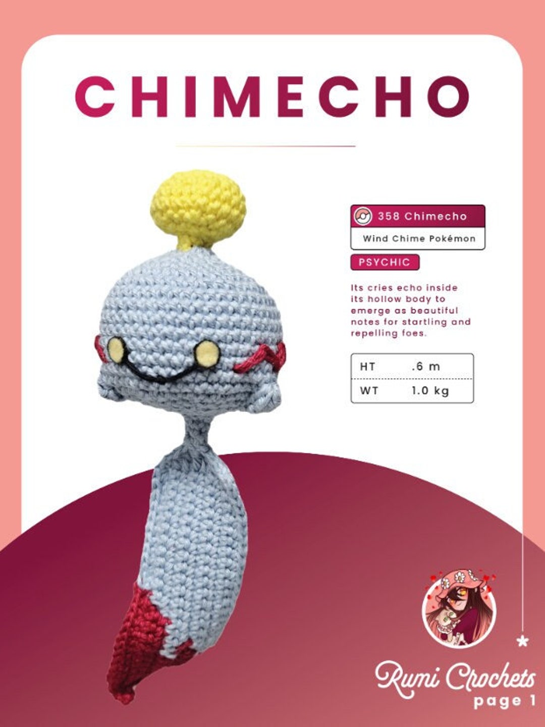 Crochet Pokemon Chimecho Inspired PATTERN - Etsy