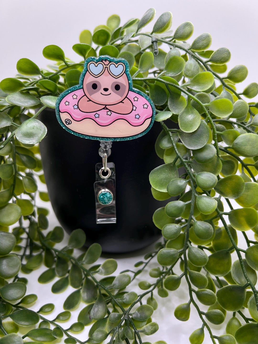 Donut Sloth Badge Reel - Etsy