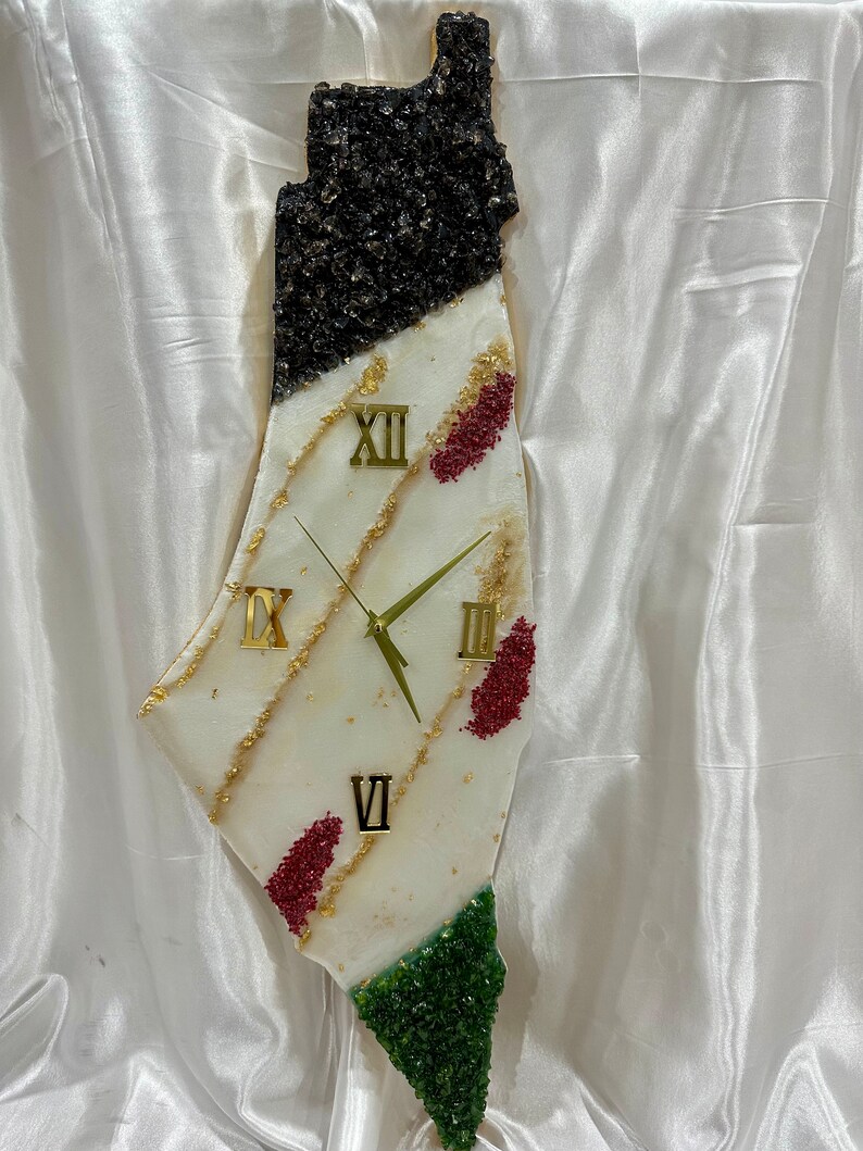 Custom Made Epoxy Resin Palestine Map and Flag Wall Clock - Etsy