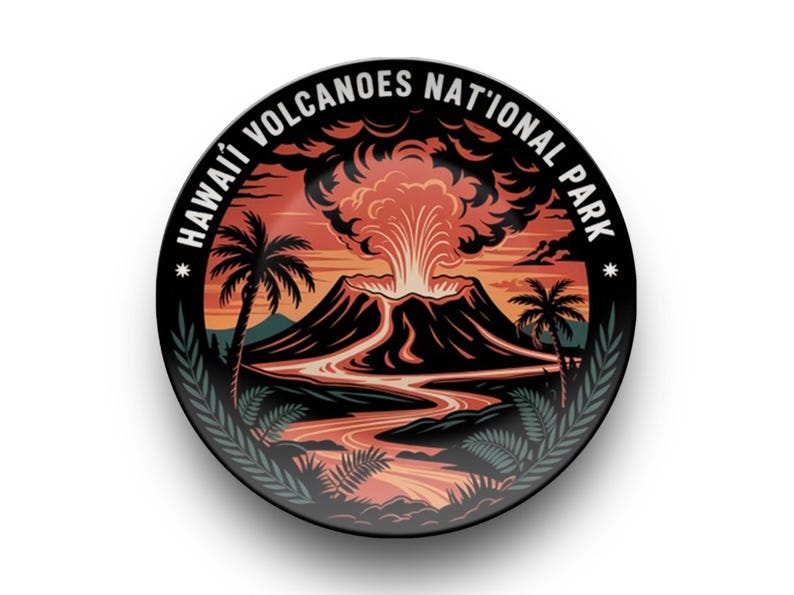 Hawai'i Volcanoes National Park Plate Erupting Volcano Hawaii Wall Art ...