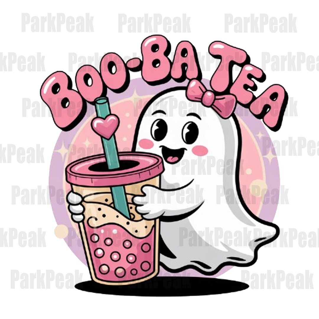 Boo-ba Tea Ghost PNG, Cute Halloween Boba Bubble Tea Sublimation Design ...