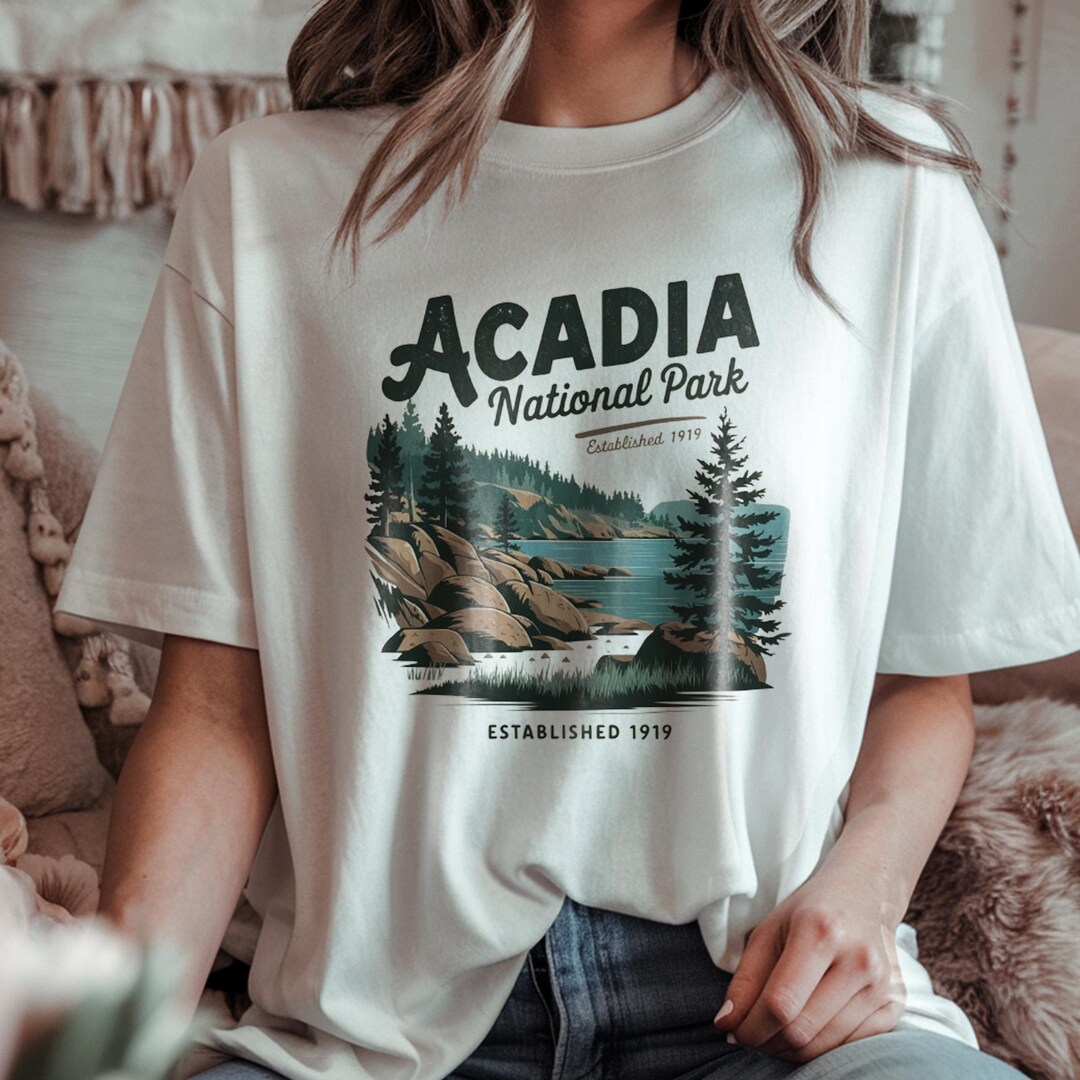 Acadia National Park T-shirt Vintage Style Nature Hiking Tee Est. 1919 ...