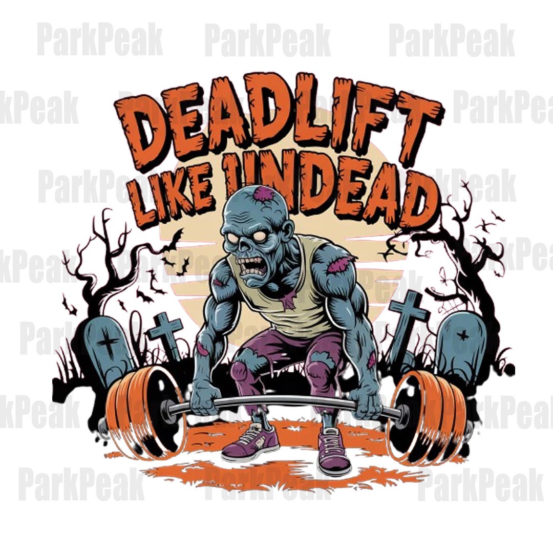 Deadlift Like Undead PNG, Zombie Gym Workout Clipart, Halloween Fitness ...