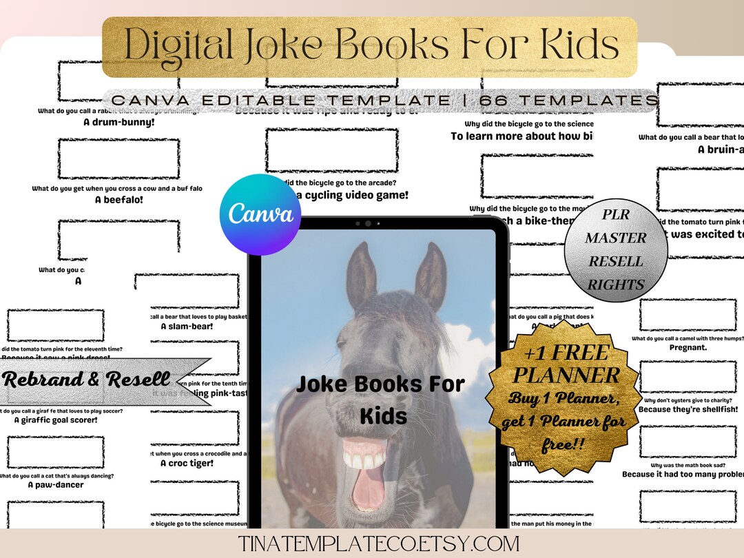 PLR Digital Joke Books for Kids Master Resell Rights, Kids Joke Cards ...