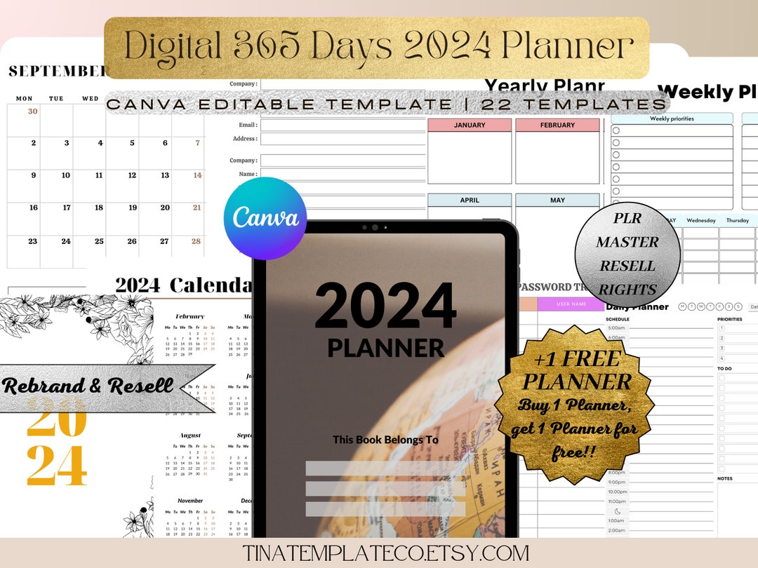 PLR Digital 365 Days 2024 Planner Master Resell Rights Printable ...