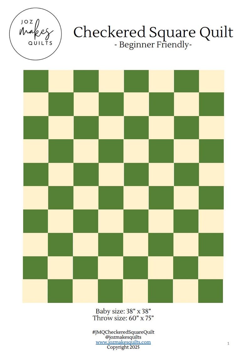 Checkered Square (checkerboard) Quilt Pattern (2 Sizes- Beginner ...