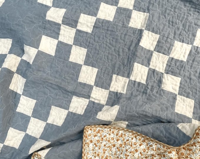 Handmade Irish Chain Baby Quilt: Moda Shoreline Fabric, Blues, Tans ...