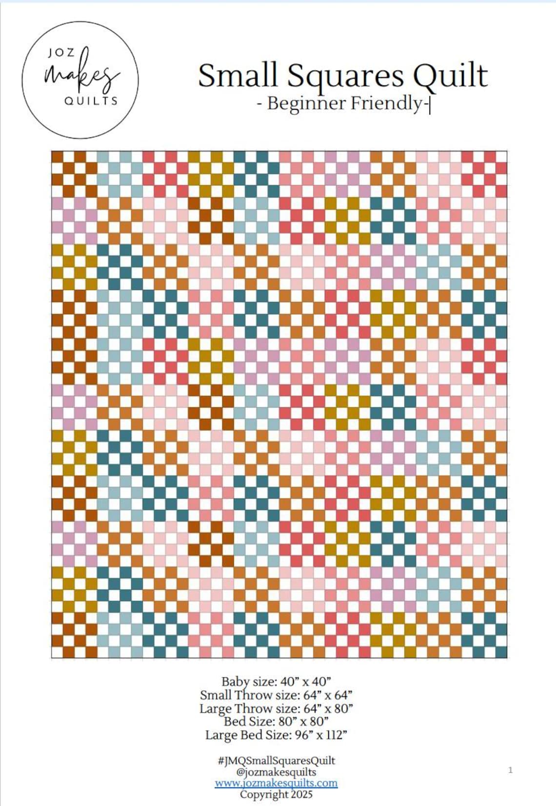 Small Squares Quilt Pattern (5 Sizes- Beginner Friendly and Fat Quarter ...