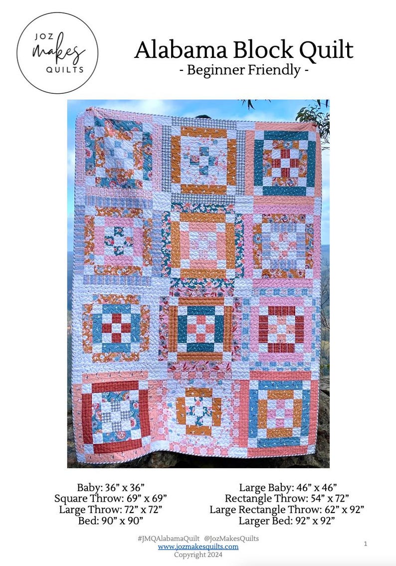 Alabama Quilt Pattern (8 Sizes- Beginner Friendly) - Etsy