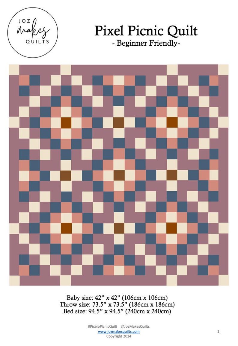 Pixel Picnic Quilt Pattern (3 Sizes- Crib, Throw and Bed) - Etsy