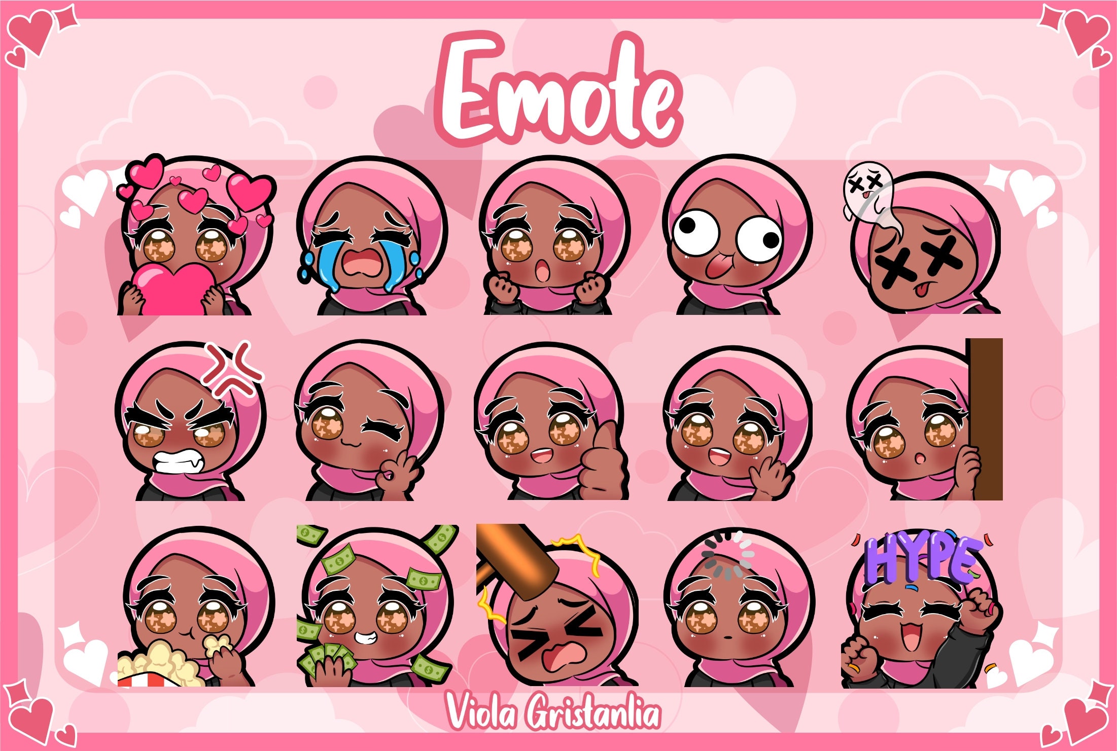Cute Hijabi Girl Emotes Chibis Stickers Package - Etsy
