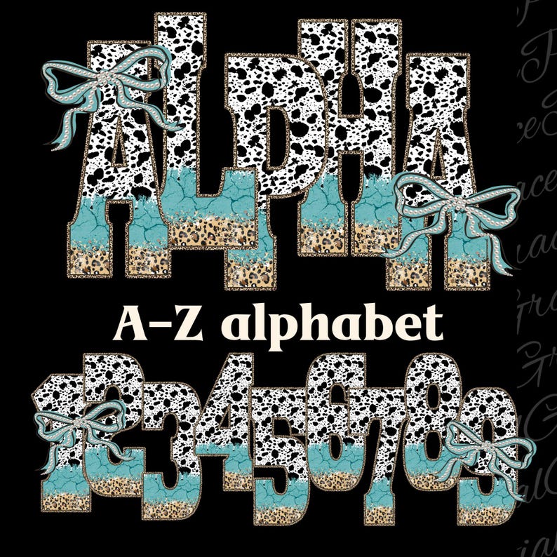 Western Cow Print Leopard Alphabet PNG, Coquette Varsity Letters ...
