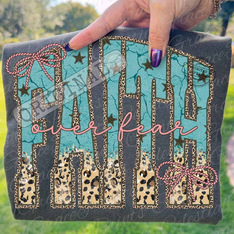 Western Faith Over Fear Leopard PNG, Coquette Cowgirl Religious Png ...